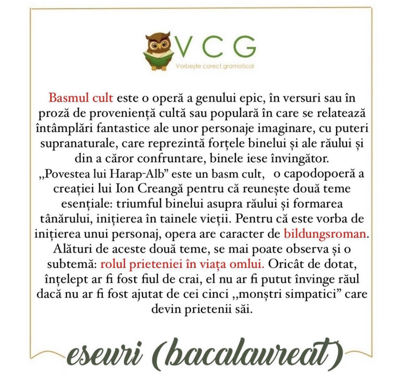 HARAP-ALB – ION CREANGĂ (ARGUMENT BASM CULT) – Vorbește corect ...