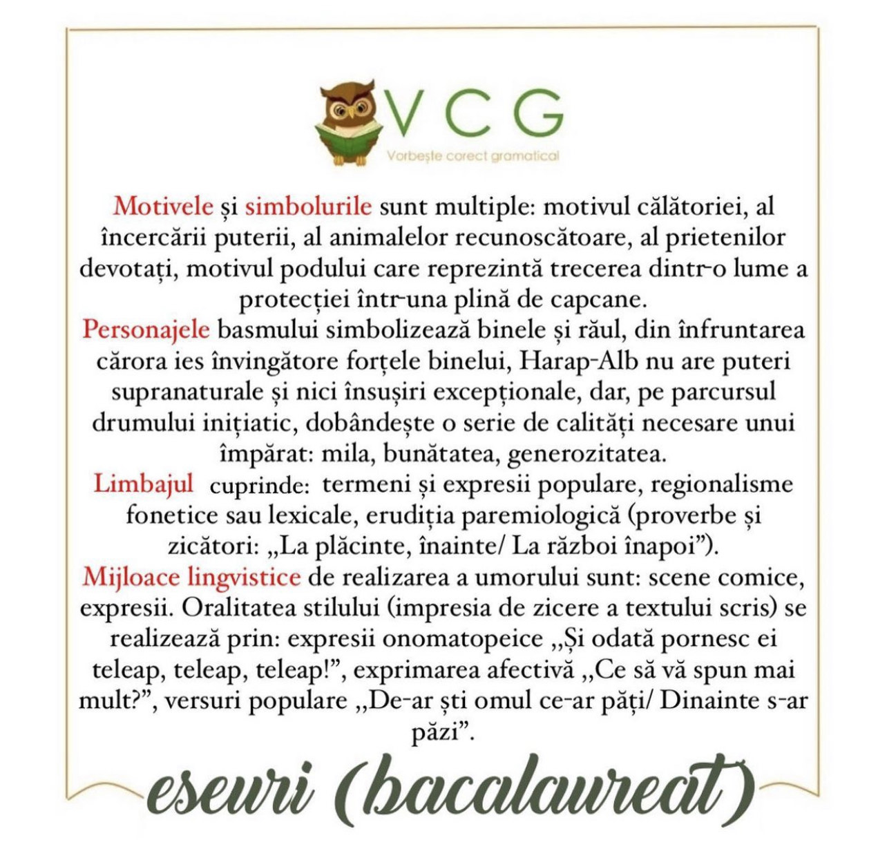 HARAP-ALB – ION CREANGĂ (ARGUMENT BASM CULT) – Vorbește corect ...